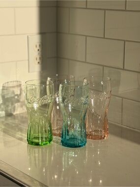 Libbey | Kitchen | Vintage Coca Cola Libbys Coloured Glasses Set Green ...